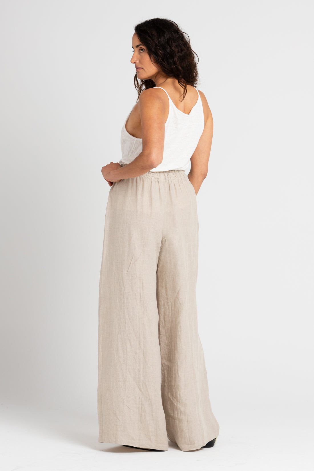 Jonathan Wide Leg Linen Pants, Sand | Women's Linen Pants – UNIKSPACE